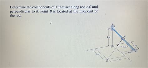 Solved Determine The Components Of F That Act Along Rod Ac
