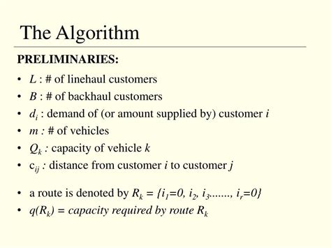 Ppt An Exact Algorithm For The Vehicle Routing Problem With Backhauls