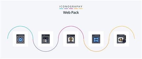 Web Pack Line Filled Flat 5 Icon Pack Including web. application ...