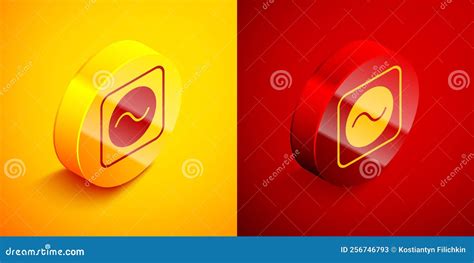 Isometric AC Voltage Source Symbol Icon Isolated On Orange And Red