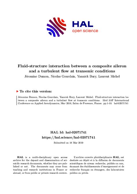 Pdf Fluid Structure Interaction Between A Composite Aileron And A Turbulent Flow At Transonic