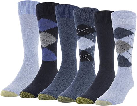Goldtoe Mens Campbell Argyle Crew Dress Socks 6 Pairs