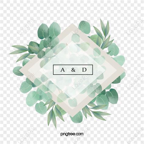 손으로 그린 유칼립투스 나뭇잎 일러스트 결혼식 테두리 텍스트 상자 저널 스크랩북식물웨딩 로고 Png 일러스트 무료 다운로드 Lovepik
