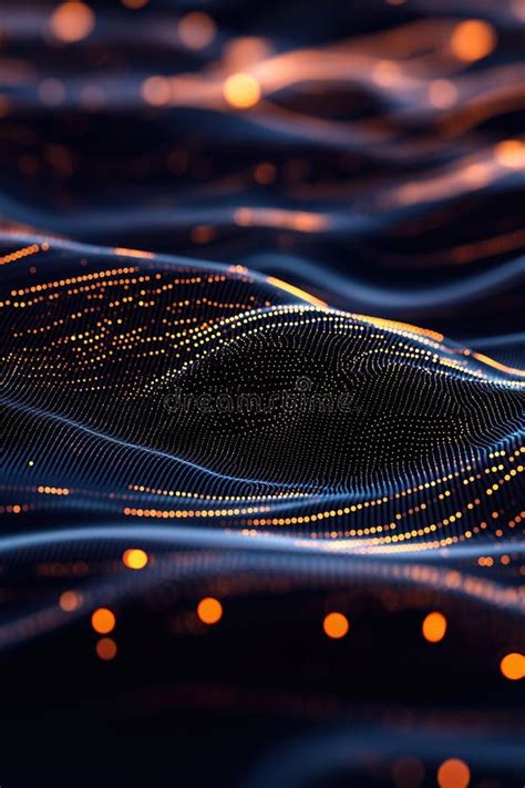 Abstract Wave Patterns With Luminous Particles And Light Dark Background Glowing Elements