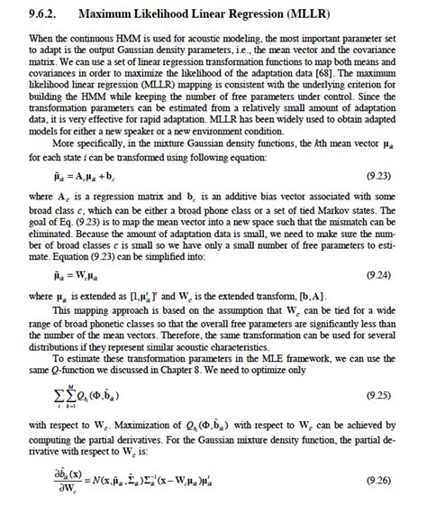 Maximum Likelihood Linear Regression MLLR Chegg