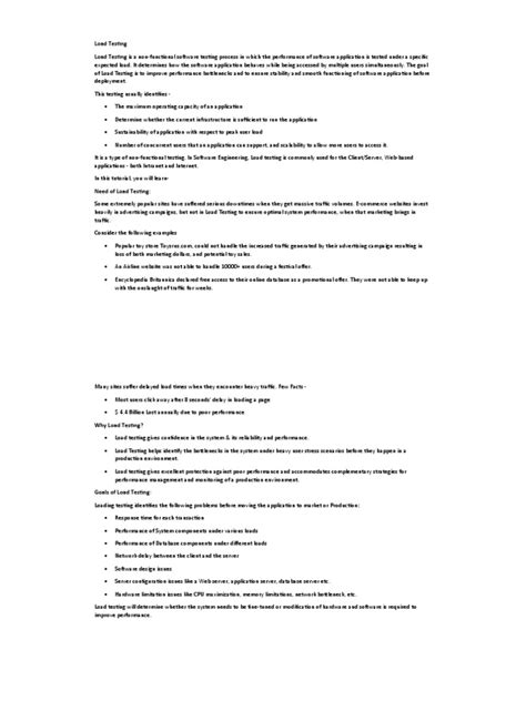Load Testing Pdf Software Testing Server Computing