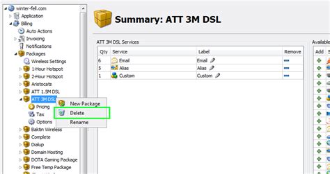 Add And Delete A Package And Its Services In VISP