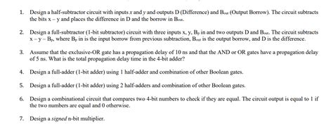 Solved PLEASR SOLVE ALLDesign A Half Subtractor Circuit With Chegg Com