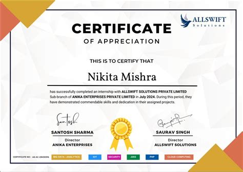 Nikita Mishra On Linkedin Datascience Internship Achievement