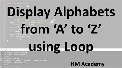 Display Alphabets From A To Z Using Loop In C Youtube