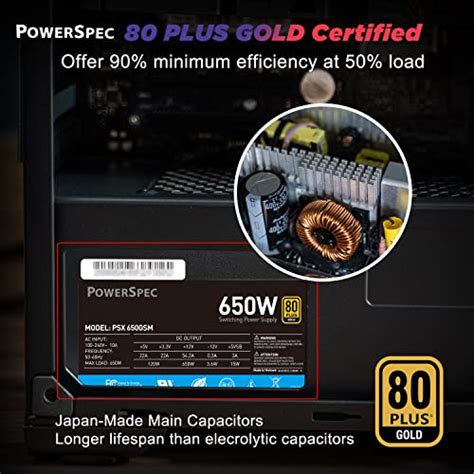 Powerspec 650 Watt 80 Plus Gold Semi Modular Atx Power Supply Active Pfc Sli Crossfire Ready