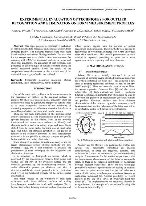 Pdf Experimental Evaluation Of Techniques For Outlier Recognition And Elimination On Form