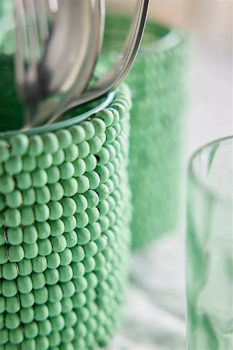 Wooden Bead Utensil Holder | Terrain