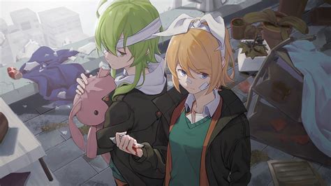 Kagamine Rin And Gumi Vocaloid Drawn By Wounds Danbooru
