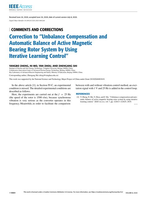 Pdf Correction To “unbalance Compensation And Automatic Balance Of Active Magnetic Bearing