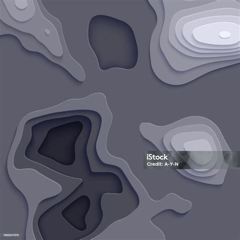 종이 컷 스타일의 지형지도 파 모던 커버를 잘라 3d 추상적 인 배경 어두운 색상 구멍과 산 종이 컷 예술 벡터 카드 일러스트레이션 및 종이 접기 부드러운 기하학적 모양 3