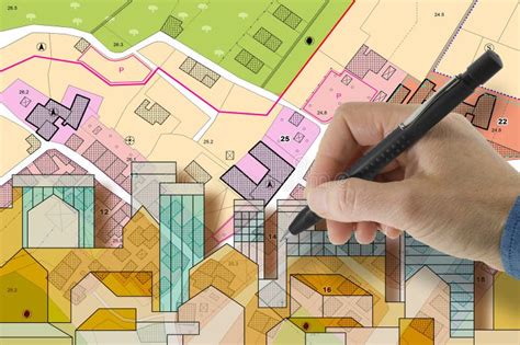 Building Permit Concept With Imaginary Cadastral Map And General Urban Plan Building Activity