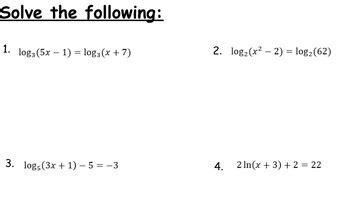 Logarithmic Functions Unit Algebra Editable Smart Notebook CC Aligned