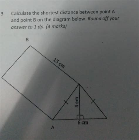 Solved Calculate The Shortest Distance Between Point A And Point B On The Diagram Below R