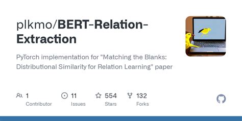 GitHub Plkmo BERT Relation Extraction PyTorch Implementation For Matching The Blanks