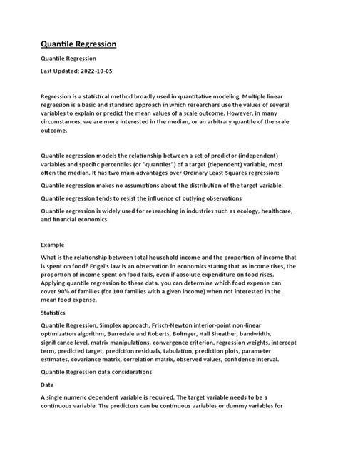 Quantile Regression Pdf Regression Analysis Dependent And Independent Variables