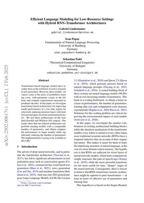 Pdf Efficient Language Modeling For Low Resource Settings With Hybrid