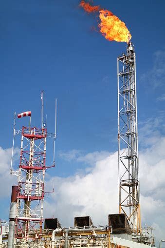 석유 및 가스 산업의 해상 플랫폼에서 가스 또는 플레어 굽기 0명에 대한 스톡 사진 및 기타 이미지 0명 가솔린 강철 Istock