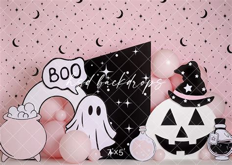 Cute Pink Halloween Photography Backdrop For Pictures Hsd Photography