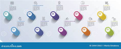 Infographic Authentication Icons Vector Illustration 4 Colored Steps Info Template With