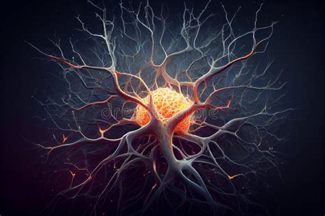 Neurons Brain Cells Neural Network Concept Generative Ai Illustration Stock Illustration