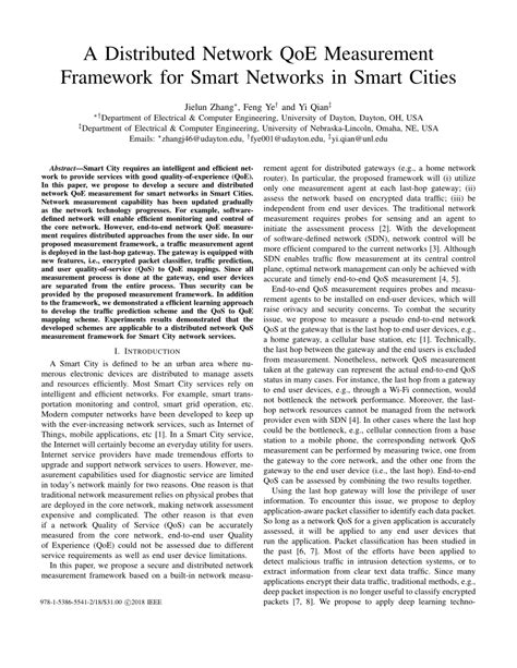 pdf a distributed network qoe measurement framework for smart