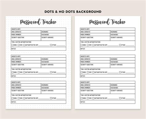 Printable Password Tracker Log Password Keeper Organizer A4 A5 Letter Journal Size Instant