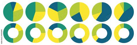 Pie Chart Set Circle Icons For Infographic Wheel Round Diagram Part Symbol Colorful Diagram