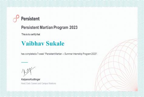 Vaibhav Sukale On Linkedin Persistent Martianprogram Programming