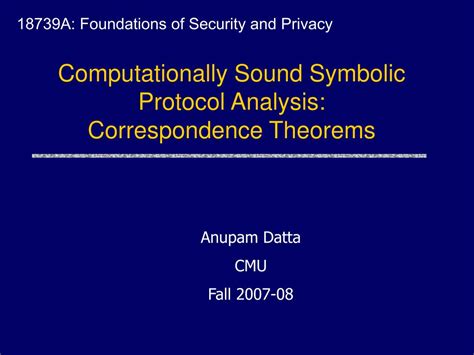Ppt Computationally Sound Symbolic Protocol Analysis Correspondence