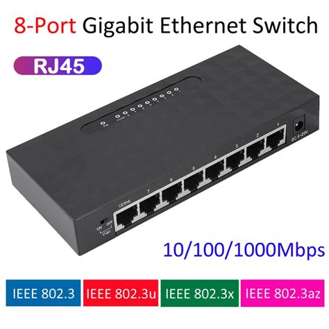 8 Port Gigabit Ethernet Switch Hub Internet Splitter 10 100 1000mbps £
