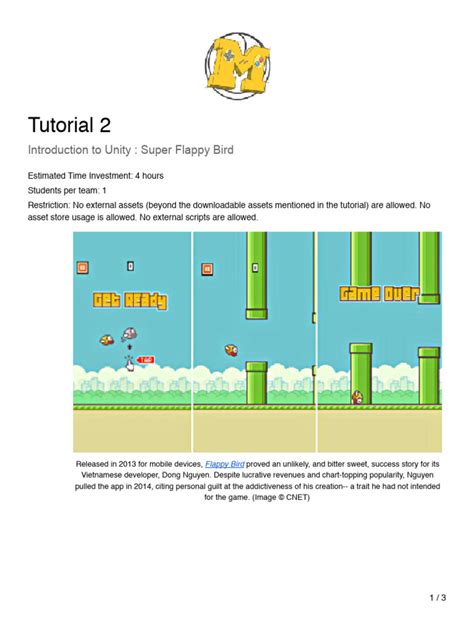tutorial 2 introduction to unity super flappy bird pdf unity