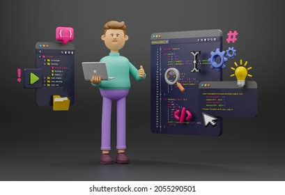 Programmer Developer Typing Script Source Languages Stock Illustration
