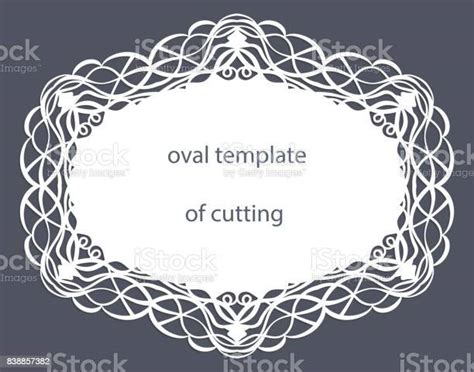 인사말 카드 장식 타원형 테두리 케이크에서 종이 절단 결혼식 초대장을 위한 템플릿 탁상용 장식 플레이트는 레이저 컷 벡터