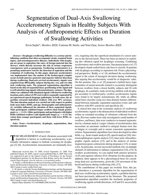 Pdf Segmentation Of Dual Axis Swallowing Accelerometry Signals In