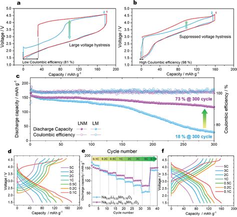 electrochemical performance of lm and lnm electrodes voltage profiles