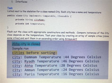 solved 1 interfaces task listed next is the skeleton for a