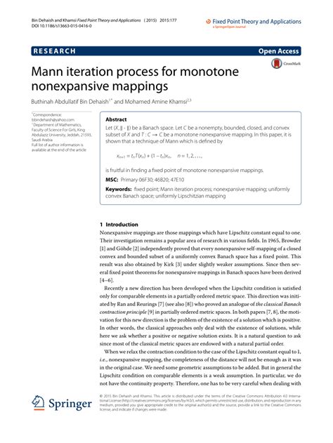 Pdf Mann Iteration Process For Monotone Nonexpansive Mappings