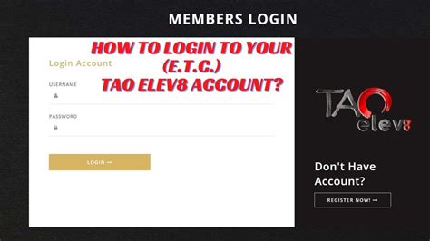 How To Login To Your Tao Elev8 Account Etc Youtube