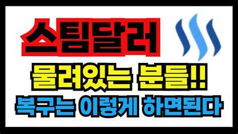스팀달러 코인전망 물려있는분들 꼭 보세요 Youtube