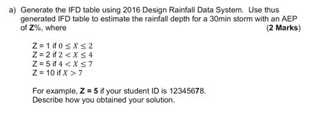 solved generate the ifd table using 2016 design rainfall data system