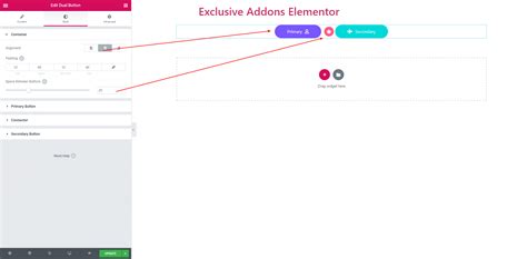 how to configure and style dual button widget with elementor exclusive