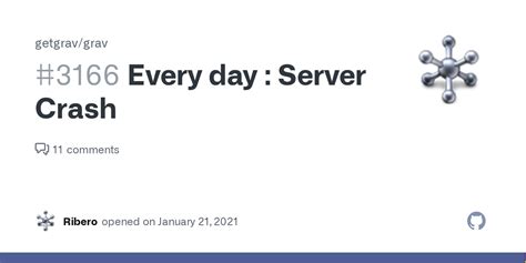 Every Day Server Crash · Issue 3166 · Getgravgrav · Github