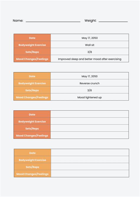 Free Daily Exercise And Habit Tracker Color Chart Illustrator Pdf