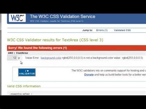 CSS Validation YouTube